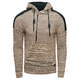 Kapuzensweatshirt Rusty Neal "Knitwear", Herren, Gr. L, braun (camelfarben), 70% Polyacryl, 30% Baumwolle, unifarben, normal, ohne Ausschnitt, Sweatshirts, mit praktischem Rei&szlig;verschluss