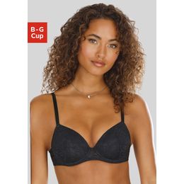 Push-up-BH Vivance, Damen, Gr. 90, Cup G, schwarz, Spitze, Obermaterial: 67% Polyamid, 22% Polyester, 11% Elasthan, BHs Push-up-BH, mit B&uuml;gel aus zarter Spitze in blumiger Optik, sexy Dessous