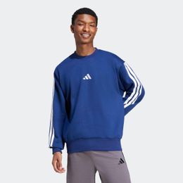 Sweatshirt adidas Sportswear "ESSENTIALS 3-STREIFEN", Herren, Gr. M, blau (dunkelblau, wei&szlig;), Obermaterial: 55% Baumwolle, 36% Polyester, 9% Viskose, normal, Rundhals, angesetztes B&uuml;ndchen, Sweatshirts Sweatshirt