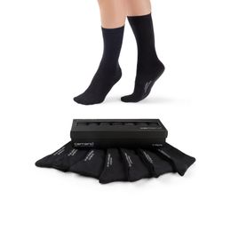 Socken Camano "comfort", Herren, Gr. 35-38, schwarz, Baumwolle, Elasthan, Polyamid, unifarben, normal, Socken Socken, in langer Form, mit Geschenkbox