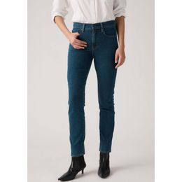 Levi's Straight-Jeans LEVI'S "724 HIGH RISE STRAIGHT", Damen, Gr. 30, L&auml;nge 30, blau (torn ball gown), Denim/Jeans, Obermaterial: 85% Baumwolle, 7% Lyocell, 6% Elastomultiester, 2% Elasthan, straight fit lang, Jeans Straight-Jeans