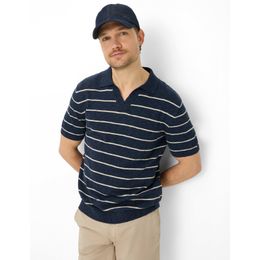 Rundhalspullover Brax "Style PASCAL", Herren, Gr. S (48), navy, Strick, 41% Baumwolle, 31% Leinen, 28% Lyocell, Pullover Rundhalspullover