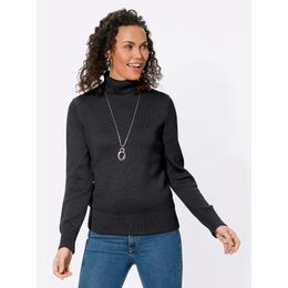Rollkragenpullover Casual Looks "Pullover", Damen, Gr. 36, schwarz, 50% Baumwolle, 50% Polyacryl, meliert, unifarben, figurumspielend, Pullover Rollkragenpullover