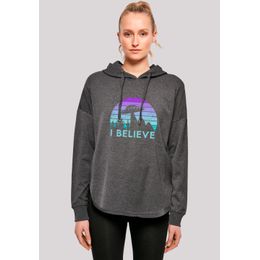 Kapuzenpullover F4NT4STIC "I BELIEVE UFO Alien Raumschiff Retro", Damen, Gr. L, grau (charcoal), Obermaterial: 100% Baumwolle, oversize, Pullover Kapuzenpullover, Premium Qualit&auml;t