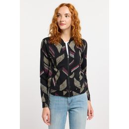 Sweatjacke Ragwear "KENIANE PRINT", Damen, Gr. XXL, schwarz, Sweatware, Obermaterial: 67% Polyester, 28% Viskose, 5% Elasthan, bedruckt, gemustert, normal, Rundhals, Sweatjacken Sweatjacke