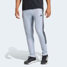 Sporthose adidas Performance "WORKOUT ESSENTIALS ALL-SET 3-STREIFEN AUS GEWIRKTEM MATERIAL", Herren, Gr. S, N-Gr, halo silber, schwarz, Obermaterial: 100% Polyester, Hosen Sporthose, Trainingshose, Climacool, regul&auml;re Passform