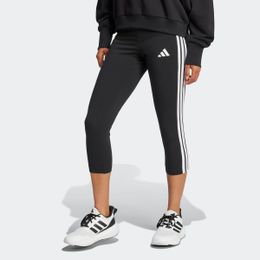 Leggings adidas Sportswear "ESSENTIALS 3-STREIFEN 3/4", Damen, Gr. L, N-Gr, schwarz (schwarz, normal, gr.), Obermaterial: 93% Baumwolle, 7% Elasthan, 7/8-L&auml;nge, Hosen Leggings, Topseller