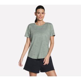 Funktionsshirt Skechers "Women's Tshirt", Damen, Gr. XL (46/48), gr&uuml;n (grau), Jersey, Obermaterial: 91% Polyester, 9% Elasthan, Rundhals, Shirts Funktionsshirt