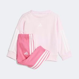 Trainingsanzug adidas Sportswear "ESSENTIALS KIDS", M&auml;dchen, Gr. 80, pink (clear pink, wei&szlig;, wei&szlig;), Obermaterial: 70% Baumwolle, 30% Polyester, Sportanz&uuml;ge Trainingsanzug