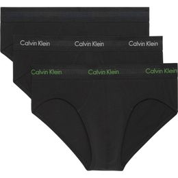 Hipster "CK HIP BRIEF 3PK", Herren, Gr. L (52), 3 Stk., schwarz, Jersey, Obermaterial: 95% Baumwolle, 5% Elasthan, Calvin Klein Underwear, Unterhosen, mit farbigem Webbund