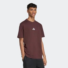 T-Shirt adidas Sportswear "ESSENTIALS 3-STREIFEN SINGLE JERSEY", Herren, Gr. L, shadow braun, schwarz, Obermaterial: 100% Baumwolle, normal, Rundhals, Shirts T-Shirt, mit Rundhalsausschnitt, aus Baumwolle, weiches Single Jersey