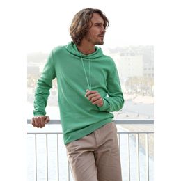 H.I.S. Hoodie H.I.S "Strickpullover mit Kapuze", Herren, Gr. XL (56/58), gr&uuml;n, Feinstrick, Obermaterial: 60% Baumwolle, 40% Polyester, unifarben, regular fit normal, Rundhals, Strickb&uuml;ndchen, Sweatshirts Hoodie, Feinstrick aus pflegeleichter Baumwollmischung