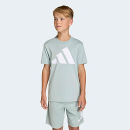 T-Shirt adidas Sportswear "ESSENTIALS KIDS", Jungen, Gr. 128, wonder sage, wei&szlig;, Obermaterial: 100% Baumwolle, normal, Rundhals, Shirts T-Shirt, f&uuml;r Kinder und Teens, mit Rundhalsausschnitt, aus 100 % Baumwolle