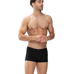 Boxer Mey "Dry Cotton", Herren, Gr. 4, schwarz, Single Jersey, Obermaterial: 57% Baumwolle, 38% Polyester (COOLMAX), 5% Elasthan, unifarben, k&ouml;rpernah, Unterhosen, klassischer Sitz, kurzes Bein, Topseller