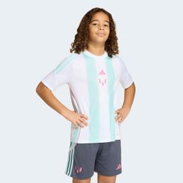 Fu&szlig;balltrikot adidas Performance "MESSI KIDS TRAININGSTRIKOT", Jungen, Gr. 176, wei&szlig;, semi flash aqua, Obermaterial: 100% Polyester, Rundhals, Trikots Fu&szlig;balltrikot