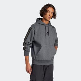 Kapuzensweatshirt adidas Sportswear "ESSENTIALS 3-STREIFEN HOODIE", Herren, Gr. L, grau (dunkelgrau heather, schwarz), Obermaterial: 55% Baumwolle, 36% Polyester, 9% Viskose, angesetztes B&uuml;ndchen, Sweatshirts