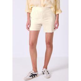 Shorts STREET ONE STUDIO, Damen, Gr. 44, beige (velvet cream), Jersey, 95% Viskose, 5% Elasthan, unifarben, loose fit kurz, Hosen Shorts, High Waist