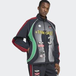Trainingsjacke adidas originals "TEAMGEIST MOTO TRACK", Herren, Gr. XL, schwarz, gr&uuml;n, better scarlet, Obermaterial: 100% Polyamid, Jacken Trainingsjacke, lockere Passform, aus weichem Material