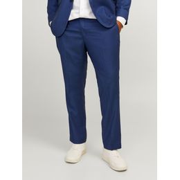 Jack & Jones PlusSize Anzughose "JPRSOLARIS TROUSER NOOS PLS", Herren, Gr. 72, N-Gr, blau (medieval blau), Web, Obermaterial: 59% Polyester, 24% Wolle, 16% Viskose, 1% Elasthan, JACK & JONES PLUSSIZE, unifarben, slim fit normal, Hosen Anzughose