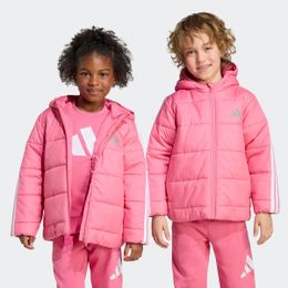 Winterjacke adidas Sportswear "LK ESS 3S JKT", Kinder, Gr. 116, wei&szlig; (pink fusion, wei&szlig;), Obermaterial: 100% Polyester, Jacken Winterjacke, f&uuml;r Kinder, mit Rei&szlig;verschluss, leichtes Material