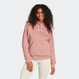 Kapuzensweatshirt adidas Sportswear "ESSENTIALS LINEAR HOODIE", Damen, Gr. XS, rosa (warm clay, wei&szlig;), Obermaterial: 55% Baumwolle, 36% Polyester, 9% Viskose, angesetztes B&uuml;ndchen, Sweatshirts, f&uuml;r sportliche Aktivit&auml;ten und Alltag, lockere Passform