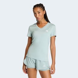T-Shirt adidas Performance "ADIDAS WORKOUT ESSENTIALS MIT V-AUSSCHNITT", Damen, Gr. XL, wonder sage, Obermaterial: 93% Polyester, 7% Elasthan, V-Ausschnitt, Shirts T-Shirt