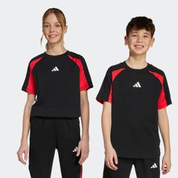 T-Shirt adidas Sportswear "SEASONAL ESSENTIALS COLORBLOCK KIDS", Jungen, Gr. 164, wei&szlig; (schwarz, pure ruby, wei&szlig;), Obermaterial: 100% Baumwolle, normal, Rundhals, Shirts T-Shirt