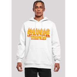 Kapuzenpullover F4NT4STIC "Stranger Things Fire Logo Women Netflix TV Series", Herren, Gr. L, wei&szlig;, Obermaterial: 65% Baumwolle, 35% Polyester, slim fit, Pullover Kapuzenpullover, Premium Qualit&auml;t