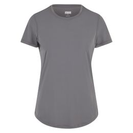 Urban Classics Damen T-Shirt "Urban Classics Ladies Sports Tee Ladies Sports Tee"senior grau, Gr. L, unifarben, 88% Nylon, 12% Elasthan, Shirts