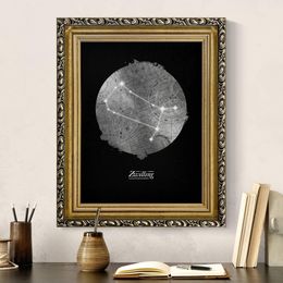 Bilderwelten Leinwandbild mit Barockrahmen Sternzeichen Zwilling Silber
