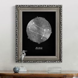 Bilderwelten Leinwandbild mit Barockrahmen Sternzeichen Zwilling Silber
