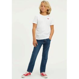 Stretch-Jeans LEVI'S KIDS "LVB 511 ECO SOFT PERFORMANCE J", Kinder, Gr. 8/128, N-Gr, blau (mid indigo blau used), Denim/Jeans, Obermaterial: 58% Baumwolle, 21% Viskose, 20% Polyester, 1% Elasthan. Obermaterial 2: 79% Baumwolle, 19% Elasthan, 2% Polyester. Obermaterial 3: 79% Baumwolle, 19% Elasthan, 2% Polyester, unifarben, slim fit lang, Jeans, for BOYS