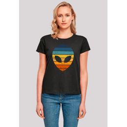 T-Shirt F4NT4STIC "Alien Sonnenuntergang Retro", Damen, Gr. M, schwarz, Obermaterial: 100% Baumwolle, oversize, Rundhals, ohne B&uuml;ndchen, Shirts T-Shirt, Premium Qualit&auml;t