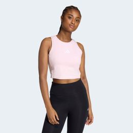Tanktop adidas Sportswear "ESSENTIALS 3-STREIFEN GEPOLSTERTES", Damen, Gr. XS, clear pink, Obermaterial: 90% Baumwolle, 10% Elasthan, Rundhals, Tops Tanktop