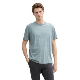 T-Shirt Tom Tailor, Herren, Gr. L, grau (grau mint), Single Jersey, Obermaterial: 100% Baumwolle, unifarben, regular fit taillenbedeckt, Rundhals, gerader Abschluss, Shirts T-Shirt, mit Logo Stickerei