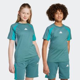 T-Shirt adidas Sportswear "SEASONAL ESSENTIALS COLORBLOCK KIDS", Jungen, Gr. 128, wei&szlig; (preloved teal, pure teal, wei&szlig;), Obermaterial: 100% Baumwolle, normal, Rundhals, Shirts T-Shirt