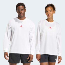 Laufshirt adidas Performance "RUN HARD GRAPHIC LONGSLEEVE", Gr. XXL, wei&szlig;, Obermaterial: 65% Polyester, 35% Baumwolle, Shirts Laufshirt