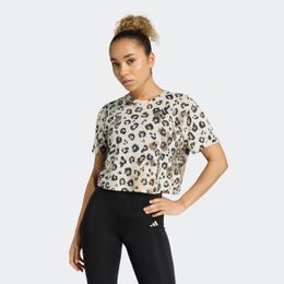 T-Shirt adidas Performance "WE T-SHIRT AOP", Damen, Gr. L, wonder aluminium, print, Obermaterial: 70% Polyester, 30% Viskose, normal, Rundhals, Shirts T-Shirt
