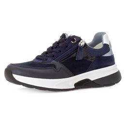 Keilsneaker ROLLINGSOFT, Damen, Gr. 41, blau (dunkelblau), Kalbsleder, Textil, Veloursleder, kontrastfarbene Details, Schuhe, Freizeitschuh, Halbschuh, Schn&uuml;rer mit gepolstertem Schaftrand