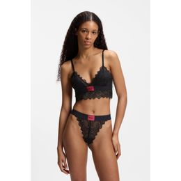 B&uuml;gelloser BH HUGO UNDERWEAR "TRIANGLE RL LACE", Damen, Gr. XS, N-Gr, schwarz (schwarz 001), Jersey, Obermaterial: 84% Polyamid, 16% Elasthan, unifarben, k&ouml;rpernah, BHs, mit Hugo-Label am Bund