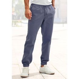 Jogger Pants John Devin "Jogg Pants", Herren, Gr. S (44/46), N-Gr, blau (graublau), Web, Obermaterial: 97% Baumwolle, 3% Elasthan, unifarben, bequem lang, Hosen, aus elastischer Baumwoll-Qualit&auml;t
