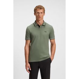 Poloshirt BOSS Green "Paul", Herren, Gr. XL, gr&uuml;n (open gr&uuml;n358), Jersey, Obermaterial: 92% Baumwolle, 8% Elasthan, unifarben, slim fit, hoch geschlossener Ausschnitt, eingesetzt B&uuml;ndchen kontrastfarben, Shirts, mit Polokragen