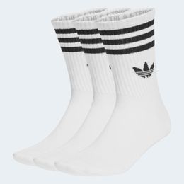 Sportsocken adidas originals "3-STREIFEN CREW 3ER-PACK", Damen, Gr. S (37/39), wei&szlig; (wei&szlig;, wei&szlig;, wei&szlig;), Obermaterial: 49% Baumwolle, 48% Polyester, 2% Elasthan, 1% sonstige Fasern, Socken Sportsocken, f&uuml;r Laufen, kn&ouml;chellang, mit 3-Streifen und Trefoil Logo