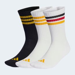 Sportsocken adidas Sportswear "3S ESS C CRW 3P", Damen, Gr. L (43/45), wei&szlig;, schwarz, collegiate gold, Obermaterial: 59% Baumwolle, 37% Polyester, 3% Elasthan, 1% Polyamid, Socken Sportsocken