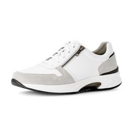 Sneaker ROLLINGSOFT, Herren, Gr. 10,5 (45), wei&szlig; (wei&szlig;, hellgrau), Nappaleder, Veloursleder, Schuhe Sneaker, Komfortschuh, Schn&uuml;rschuh, Halbschuh im Materialmix, G-Weite