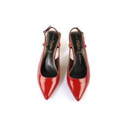 High-Heel-Pumps Buffalo "Buffalo Sling Back- Vegan Patent", Damen, Gr. 38, rot, Kunstfaser, unifarben, Schuhe