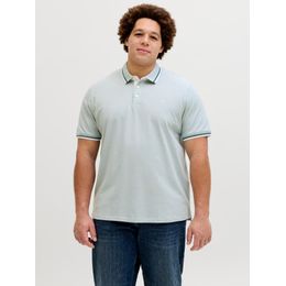 Jack & Jones PlusSize Poloshirt "JJEPAULOS POLO SS NOOS PLS", Herren, Gr. 4XL, mineral blau detail:play, Piqu&eacute;, Obermaterial: 100% Baumwolle, JACK & JONES PLUSSIZE, unifarben, regular fit normal, ohne Ausschnitt, Shirts, Baumwolle, regular fit