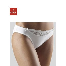 Slip Nuance, Damen, Gr. 44/46, 2 Stk., beige (2xcreme), Microfaser, Obermaterial: 85% Polyamid, 15% Elasthan, k&ouml;rpernah, Unterhosen Slip, mit Spitzeneinsatz vorne