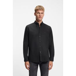 Businesshemd BOSS Orange "Rickert", Herren, Gr. XL, N-Gr, schwarz (schwarz002), Web, Obermaterial: 100% Baumwolle, unifarben, regular fit, hoch geschlossener Ausschnitt, eingesetzt Manschette mit Kn&ouml;pfen, Hemden, mit Button-down-Kragen