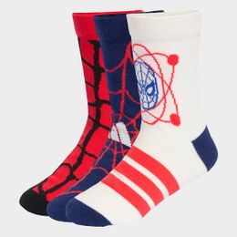 Funktionssocken adidas Performance "ADIDAS MARVEL SPIDER-MAN KIDS", M&auml;dchen, Gr. 31-33, pure ruby, dunkelblau, sanftes wei&szlig;, Obermaterial: 59% Baumwolle, 38% Polyester, 3% Elasthan, Socken, f&uuml;r Kinder, mit Spider-Man Grafik